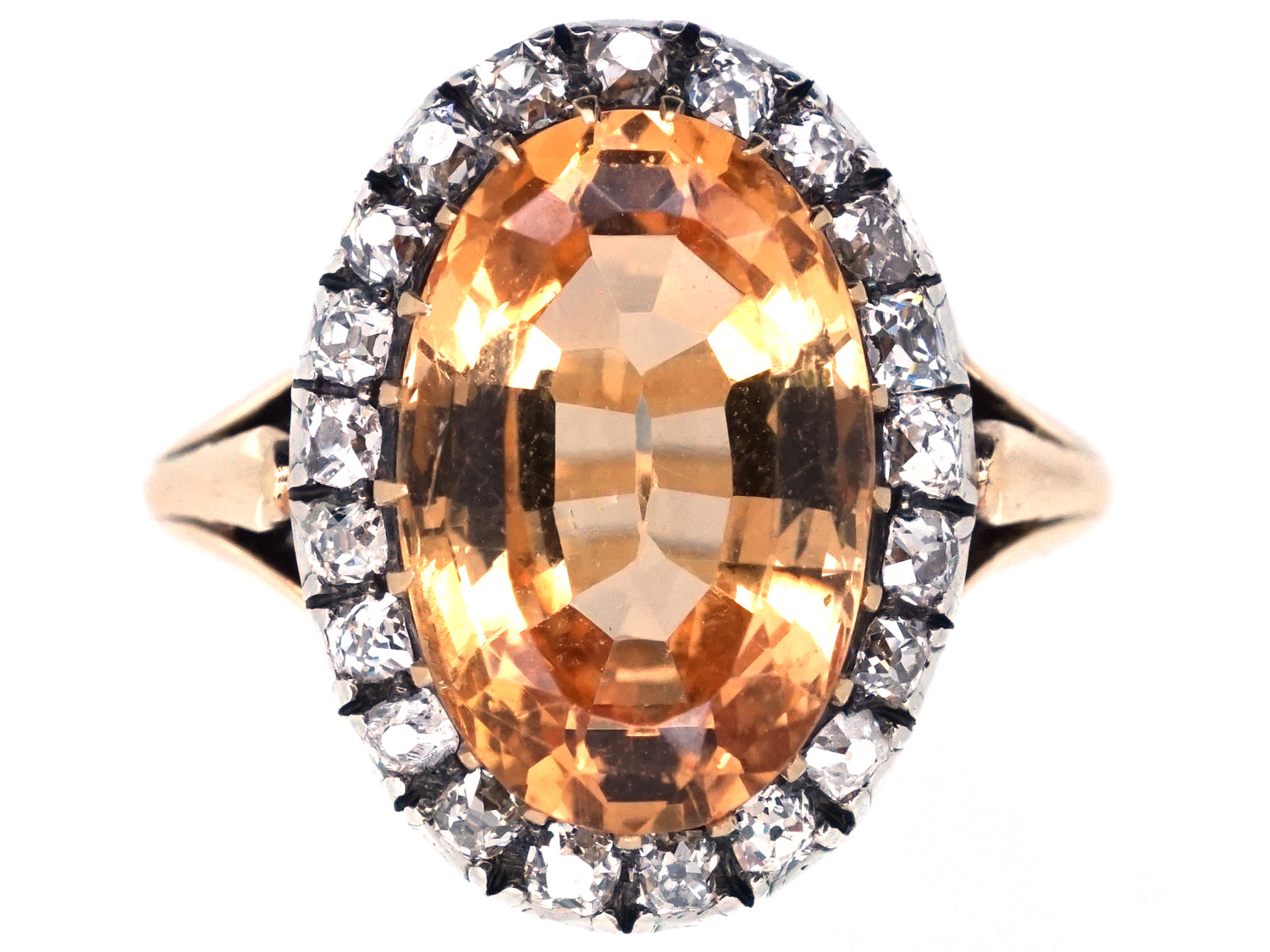 Edwardian 18ct Gold, Diamond & Topaz Cluster Ring (764G) | The Antique ...