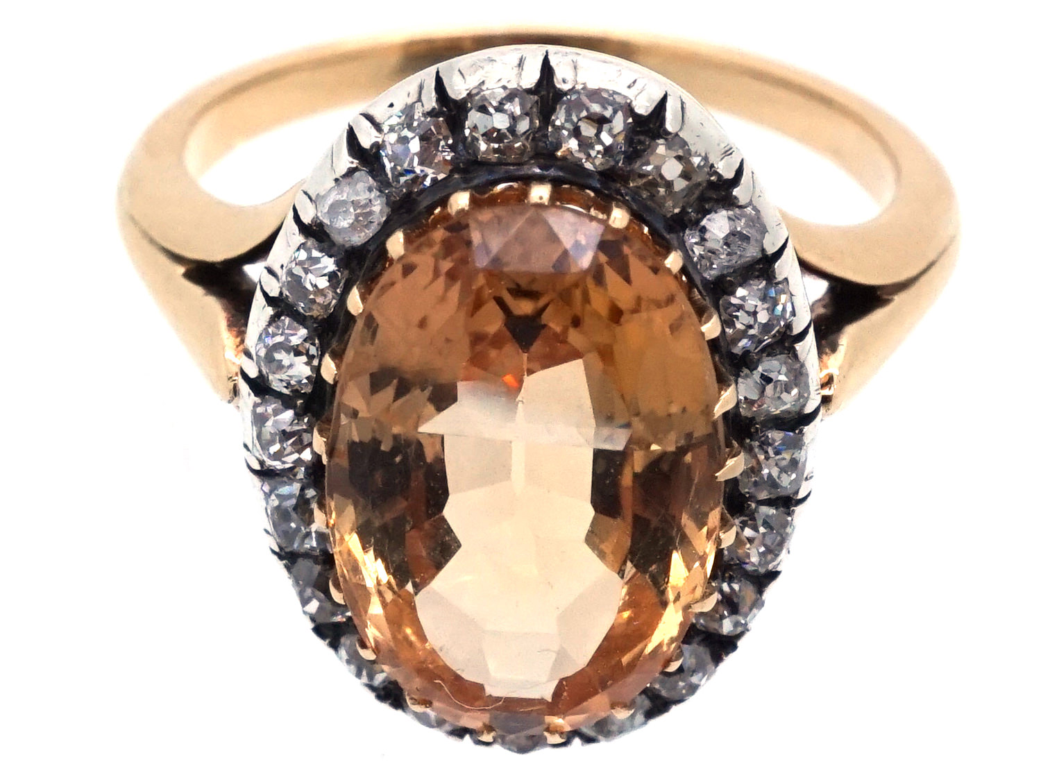 Edwardian 18ct Gold, Diamond & Topaz Cluster Ring (764G) | The Antique ...