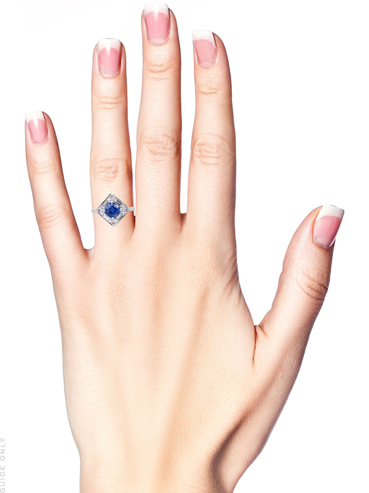 18ct White Gold Diamond & Sapphire Diamond Shaped Ring (778G) | The ...