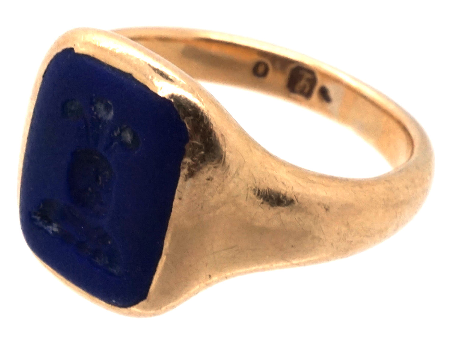 18ct Gold & Lapis Intaglio Signet Ring (812G) | The Antique Jewellery ...