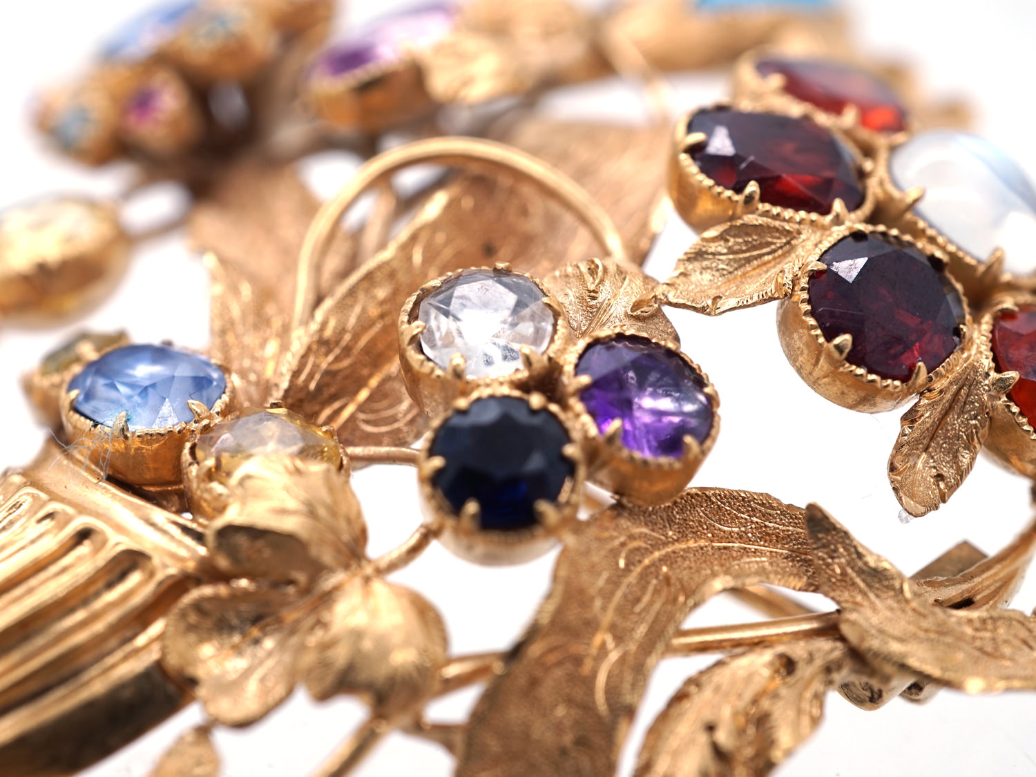 18ct Gold Large Georgian Cornucopia Brooch set with Precious Gemstones ...