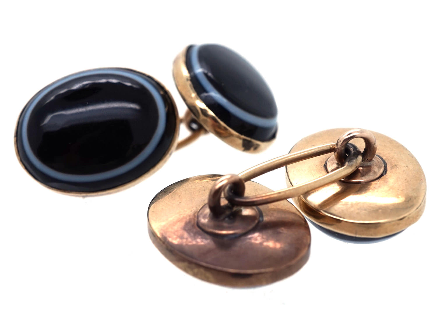 Victorian 15ct Gold & Banded Onyx Oval Cufflinks (834G) | The Antique ...