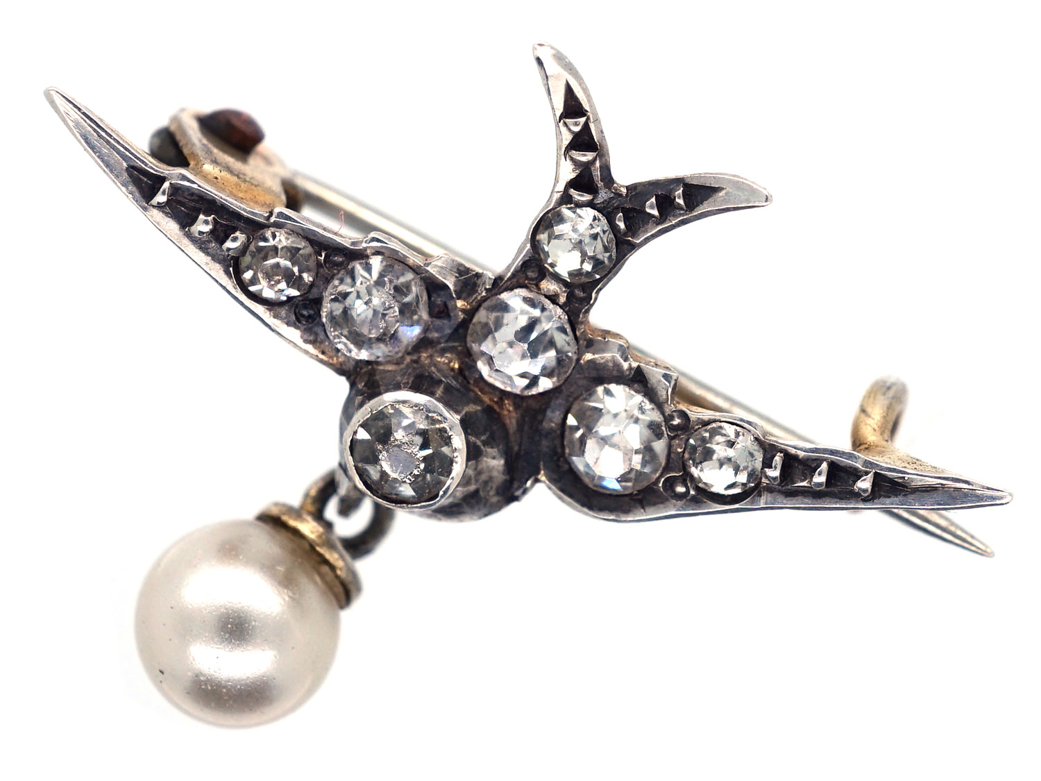 Edwardian Small Silver & Paste Swallow Brooch (134/O) | The Antique ...
