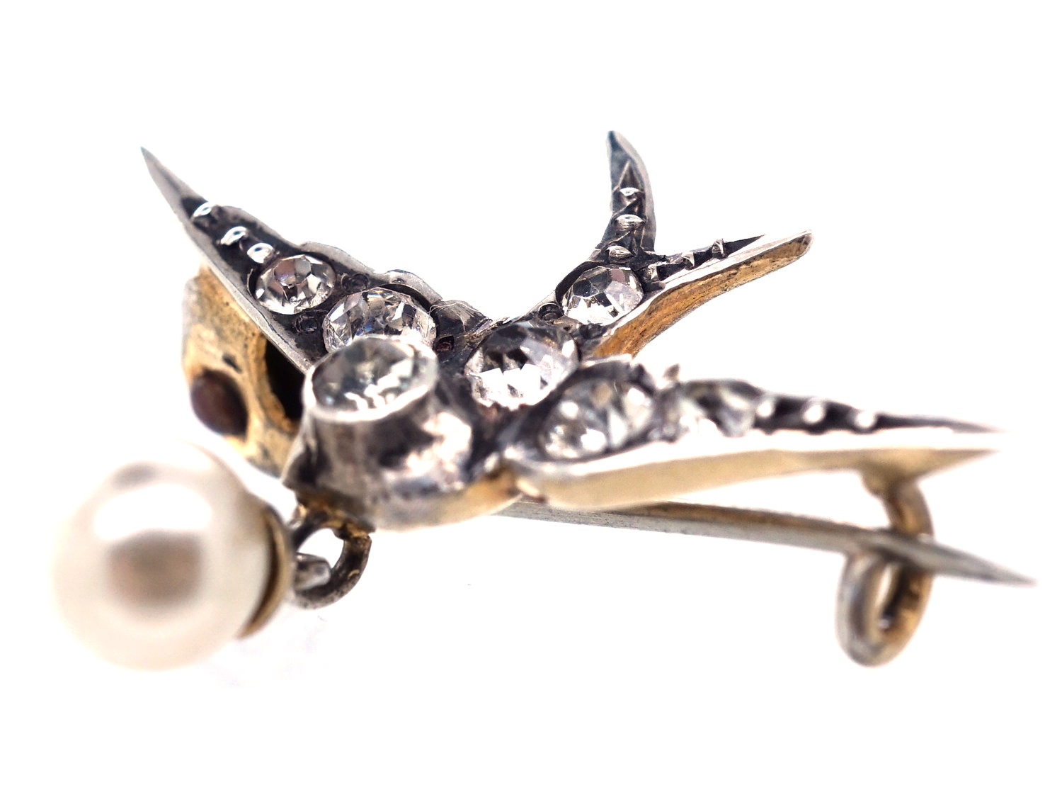 Edwardian Small Silver & Paste Swallow Brooch (134/O) | The Antique ...