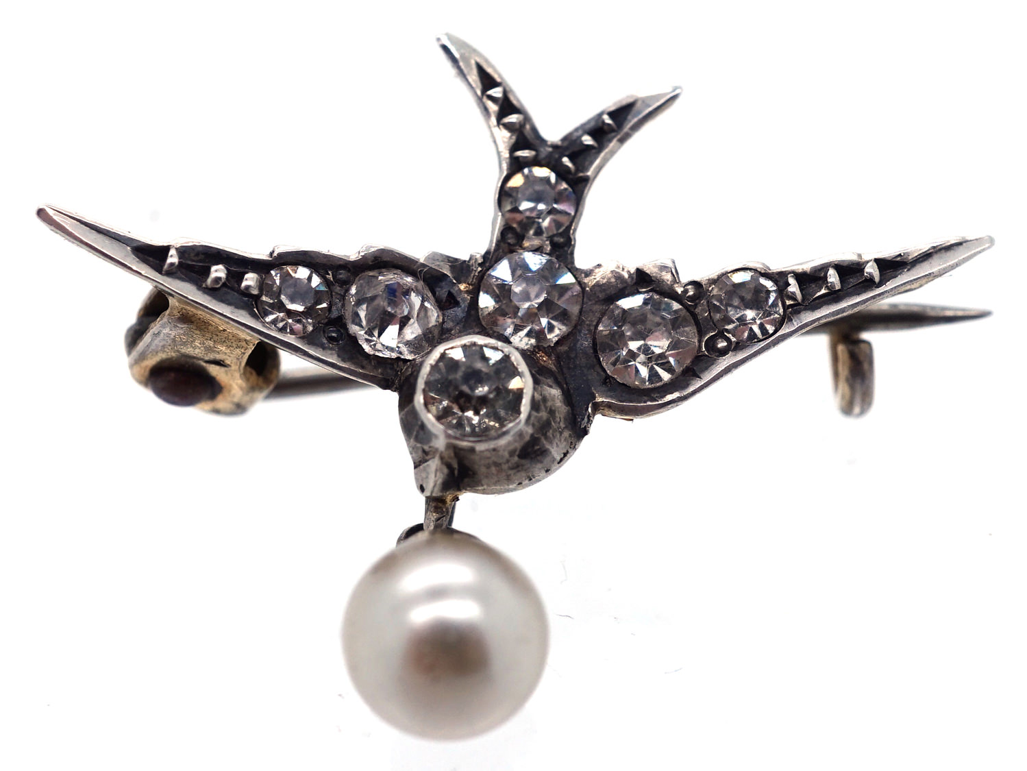 Edwardian Small Silver & Paste Swallow Brooch (134/O) | The Antique ...