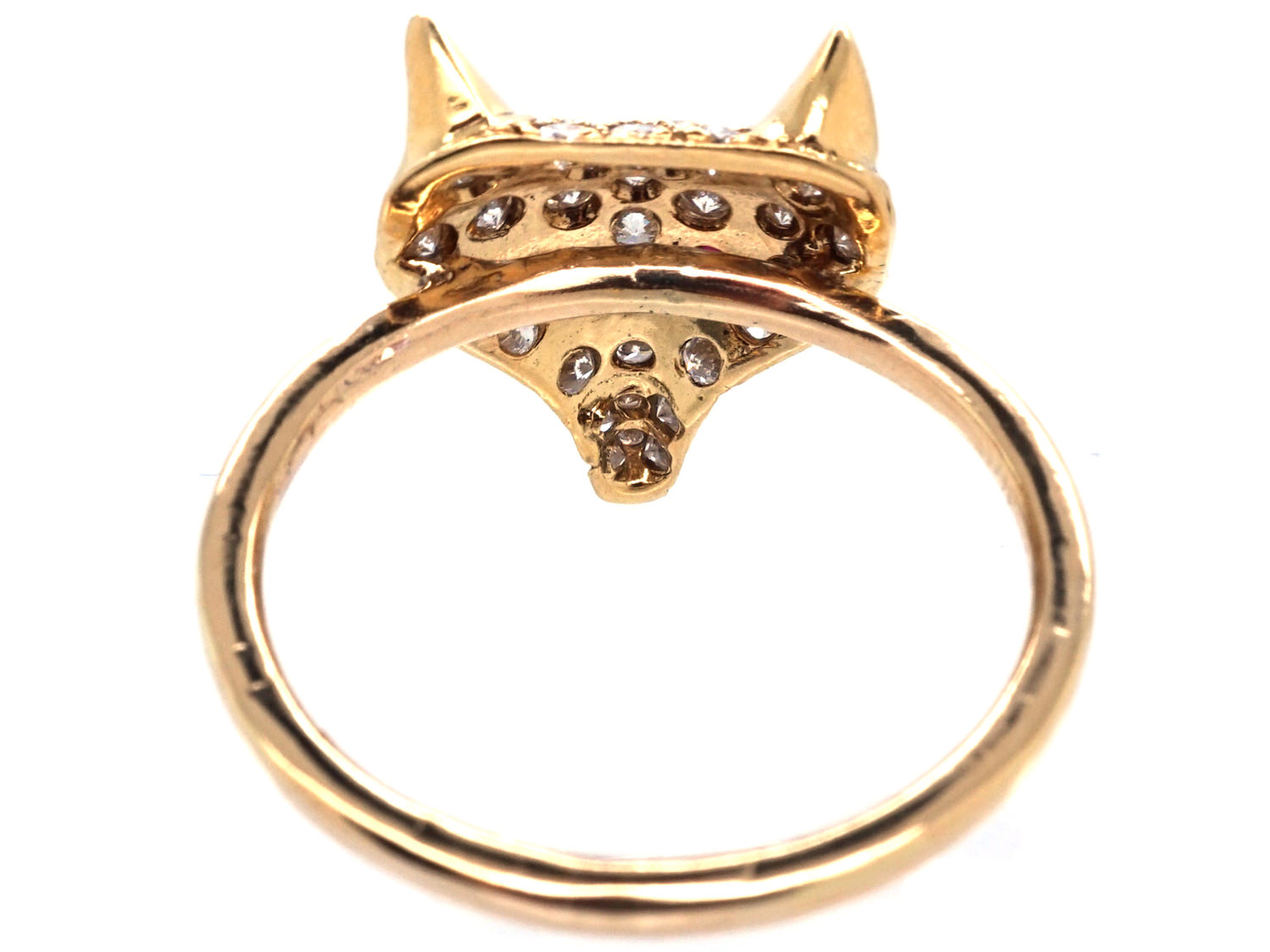 18ct Gold & Diamond Fox Head Ring (828G) | The Antique Jewellery Company