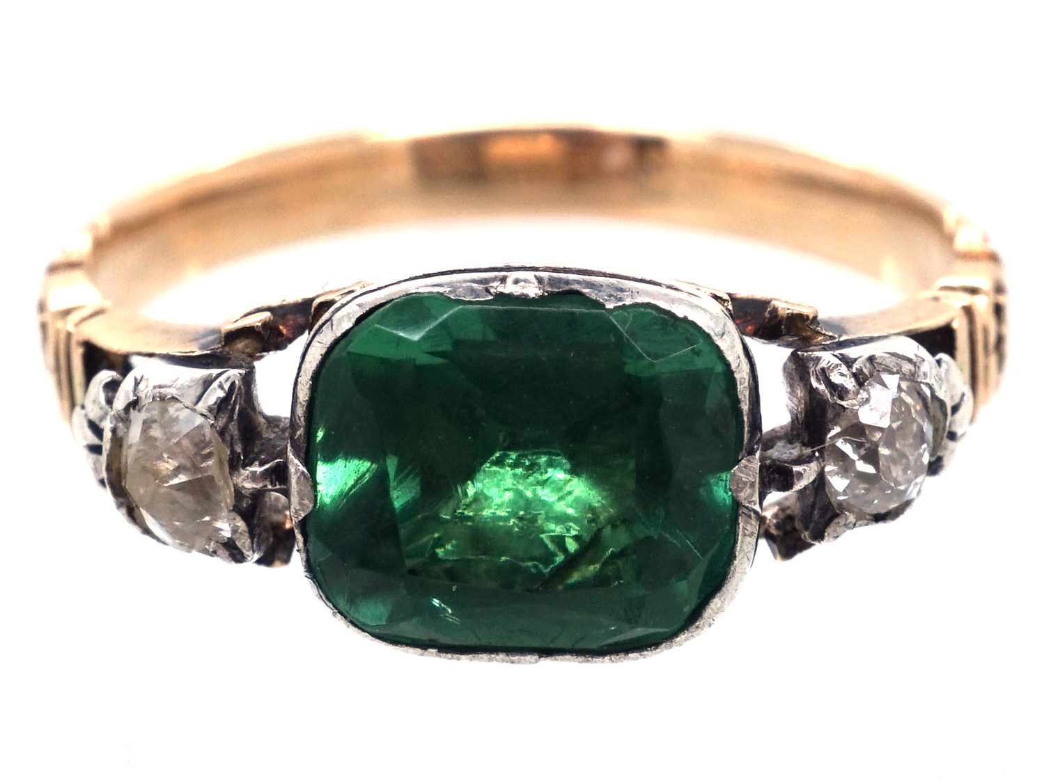 Georgian Emerald Paste & Diamond Ring (827G) | The Antique Jewellery ...