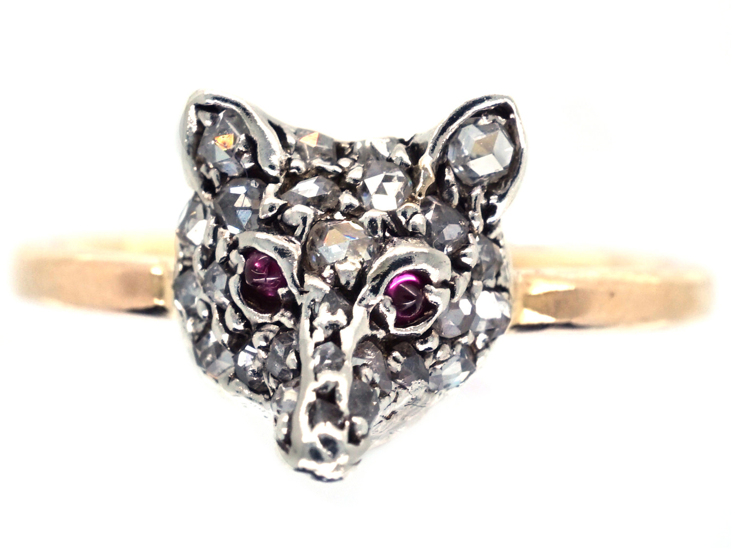 Diamond Fox Head Ring (830G) | The Antique Jewellery Company