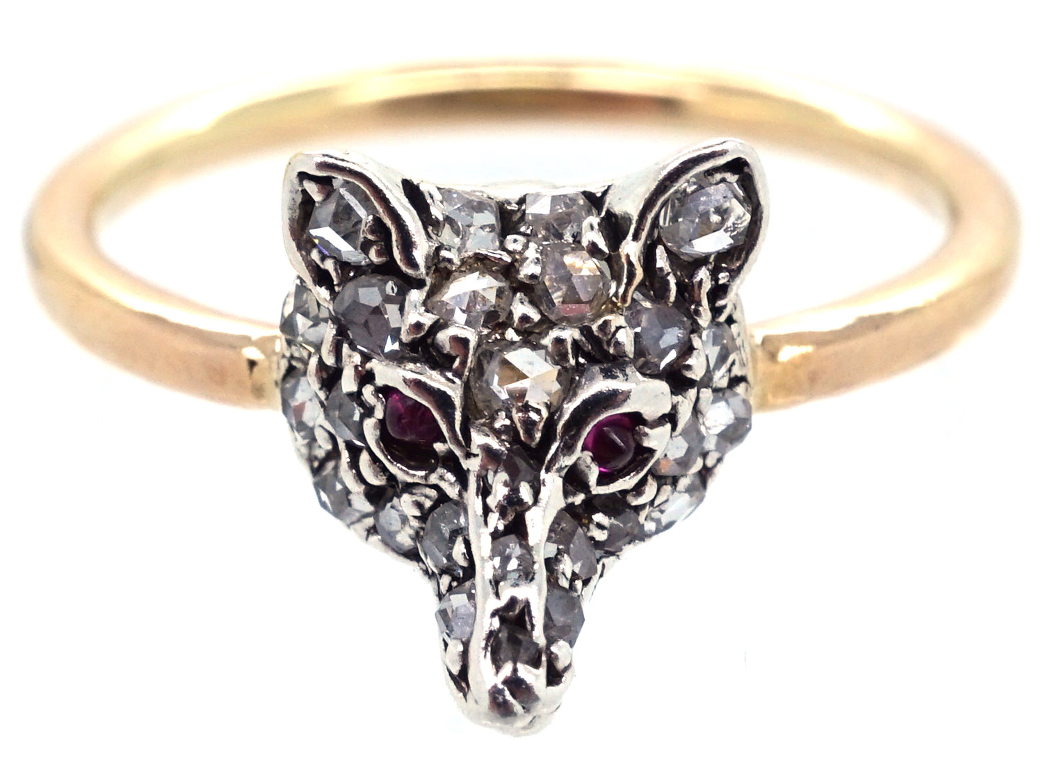 Diamond Fox Head Ring (830G) | The Antique Jewellery Company