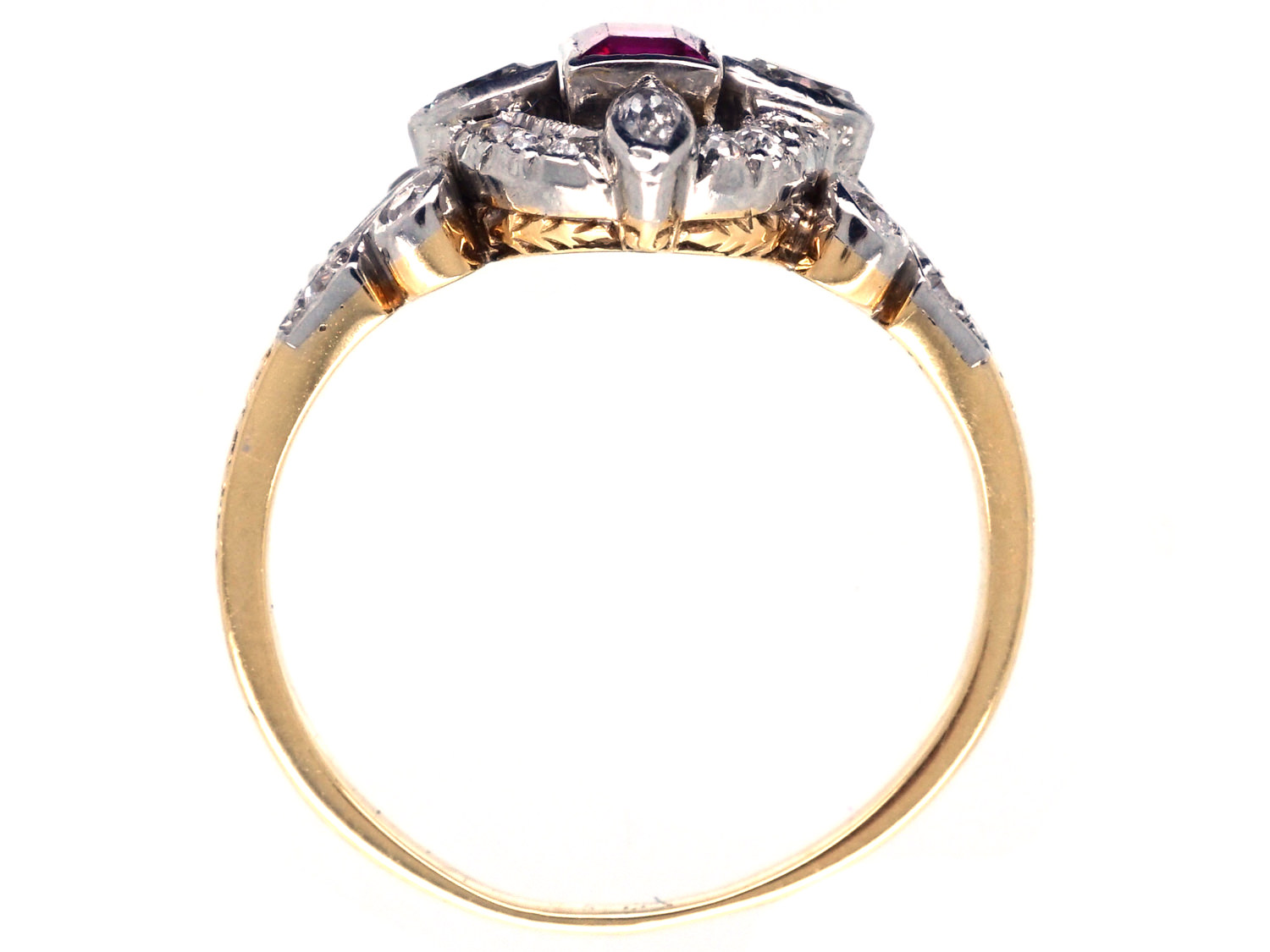 Edwardian Rectangular Ruby & Diamond Ring (137/O) | The Antique ...