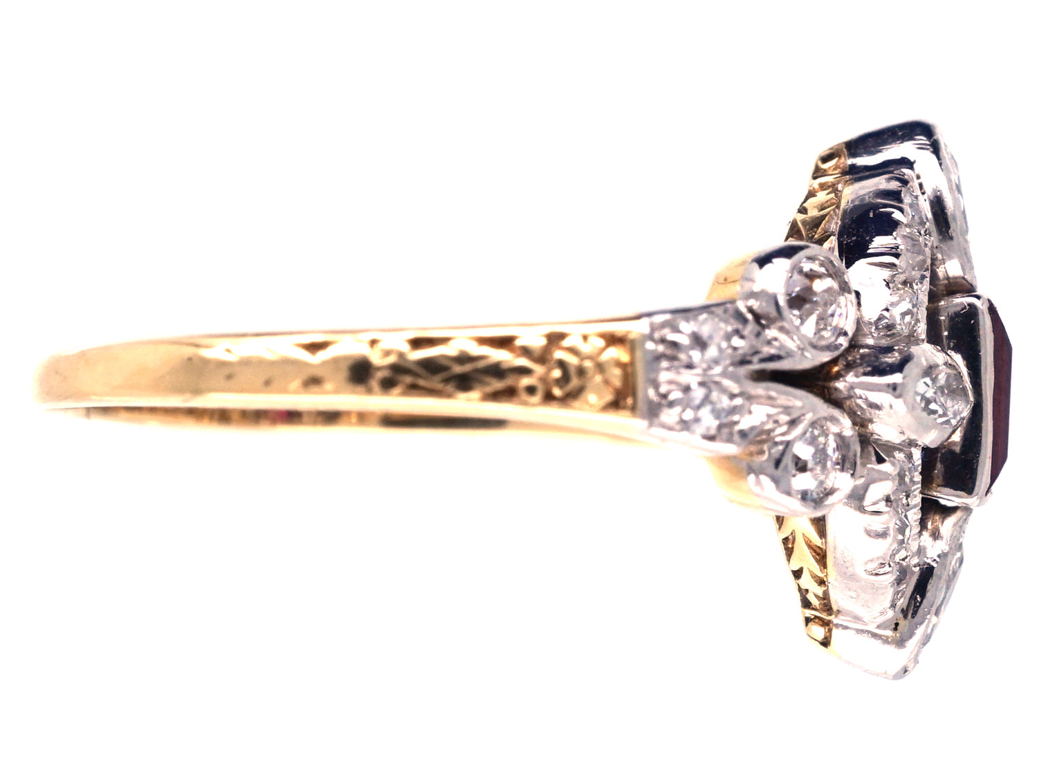 Edwardian Rectangular Ruby & Diamond Ring (137/O) | The Antique ...