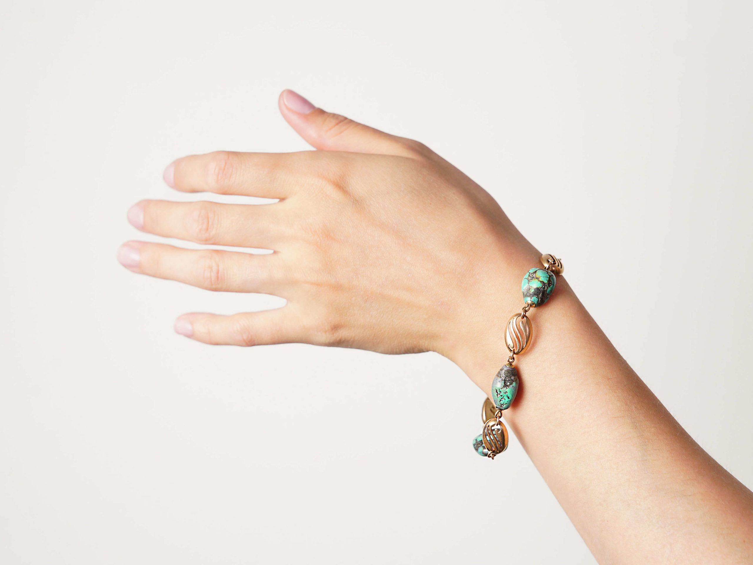 Art Nouveau 15ct Gold & Turquoise Matrix Bracelet (396A) | The Antique ...