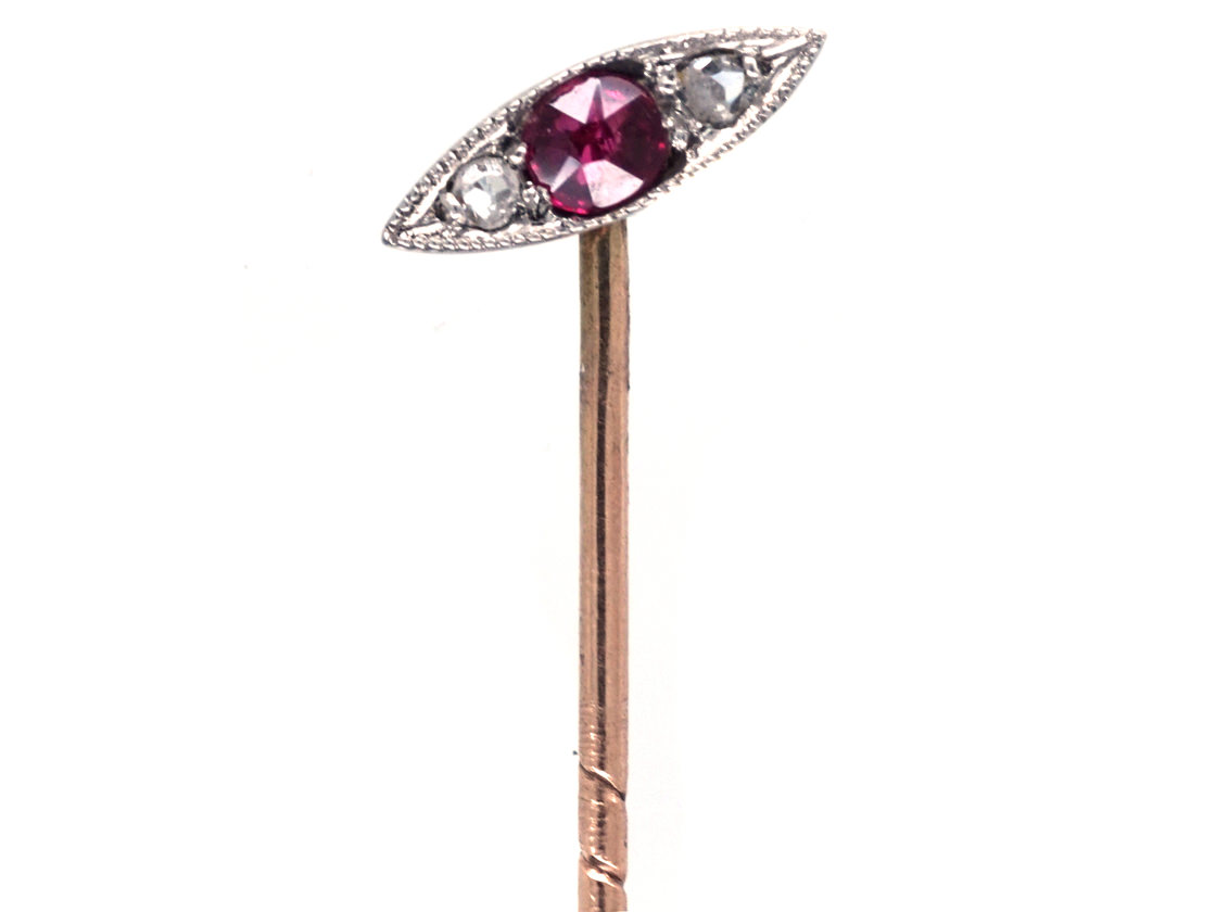 Ruby & Rose Diamond Eye Stick Pin (92E) | The Antique Jewellery Company