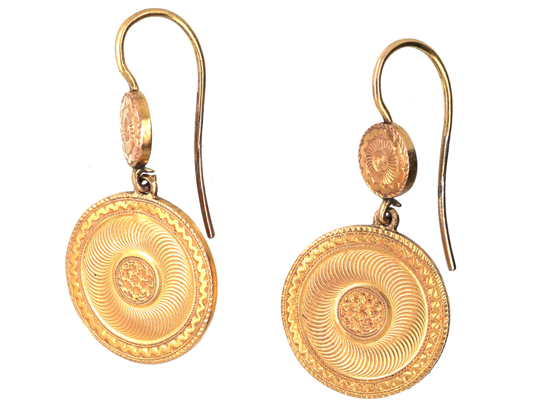 Regency 18ct Gold Swirly Double Drop Earrings (881G) | The Antique ...