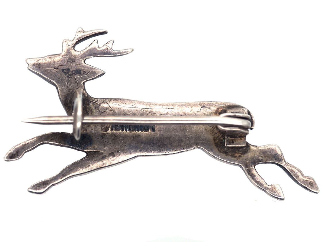 Edwardian Silver & Paste Stag Brooch (928G) | The Antique Jewellery Company