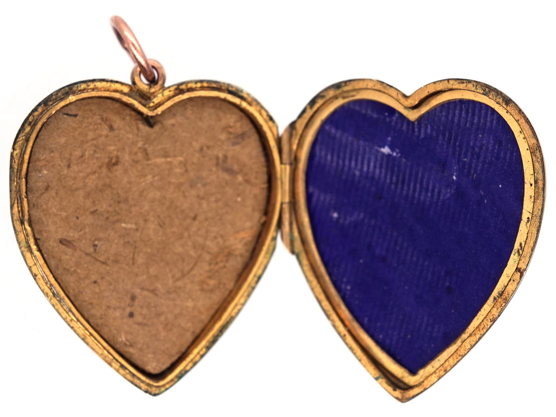 Rose Gold Edwardian Heart Shaped Locket with three Natural Split Pearls ...