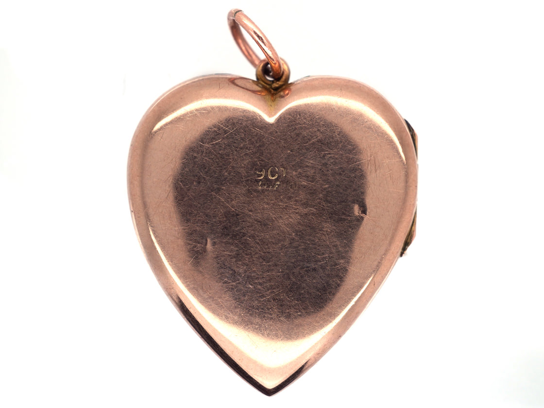 Rose Gold Edwardian Heart Shaped Locket with three Natural Split Pearls ...
