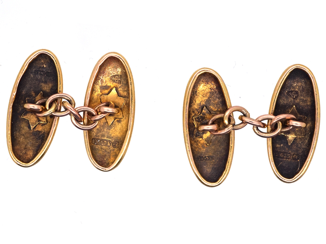 Victorian 15ct Gold Engraved Oval Cufflinks (139H) | The Antique ...