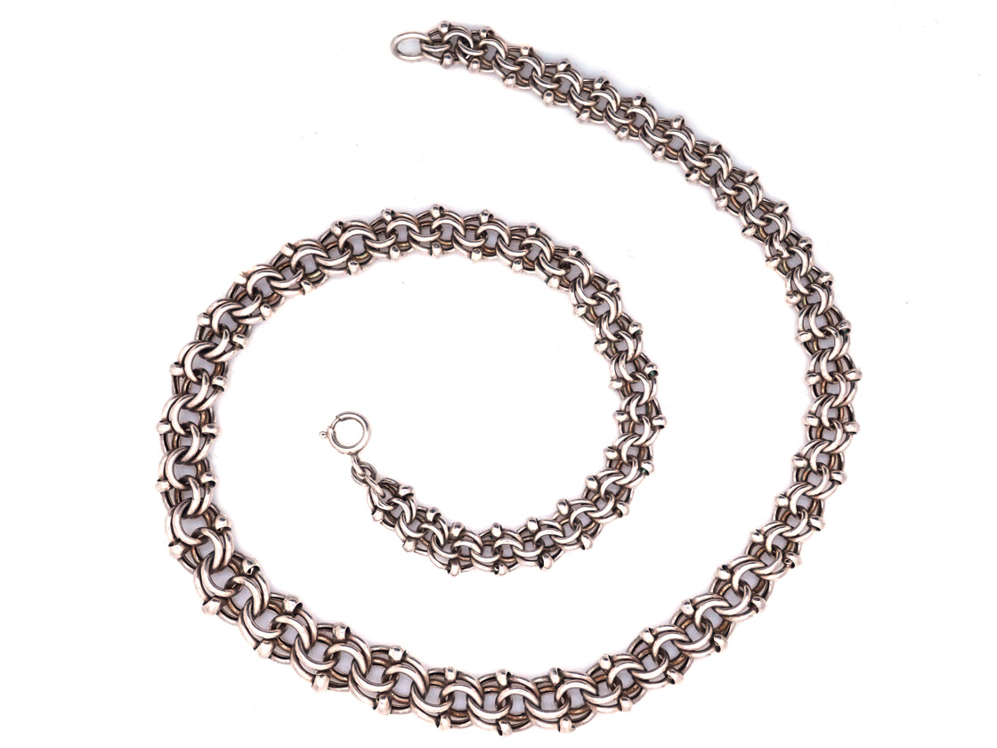 Silver Woven Link Collar (218H) | The Antique Jewellery Company