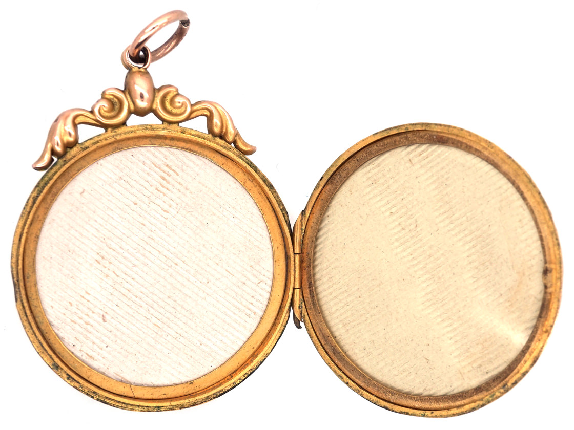 Edwardian Round 9ct Back & Front Locket with Garnet & Pearl Detail ...