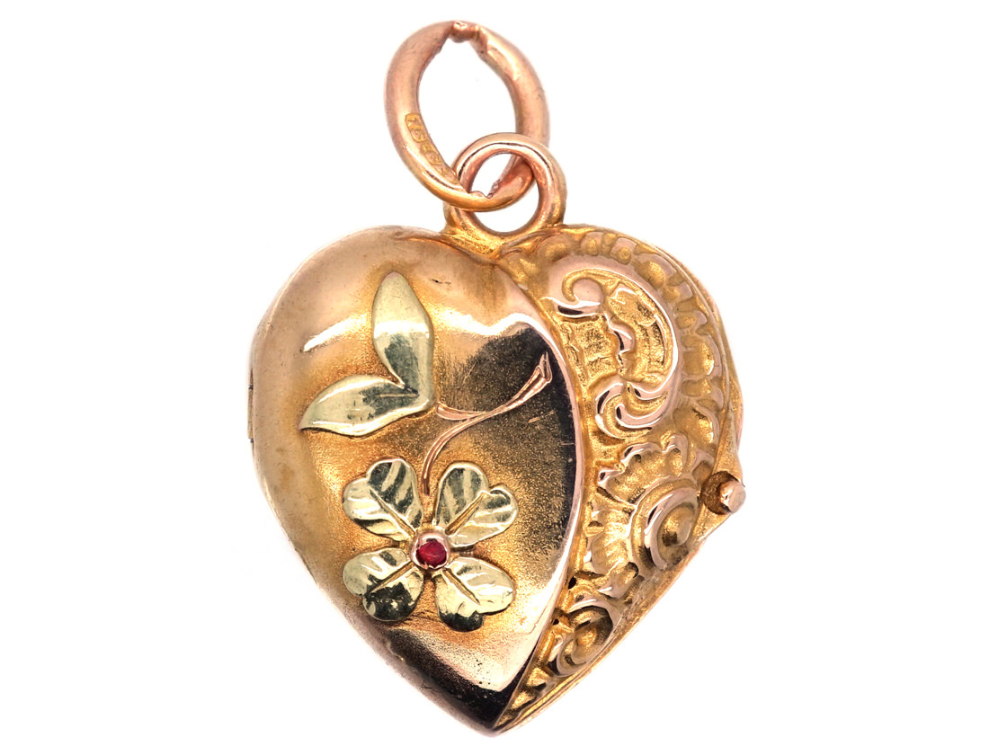 Edwardian 15ct Two Colour Gold Heart Locket (308H) | The Antique ...