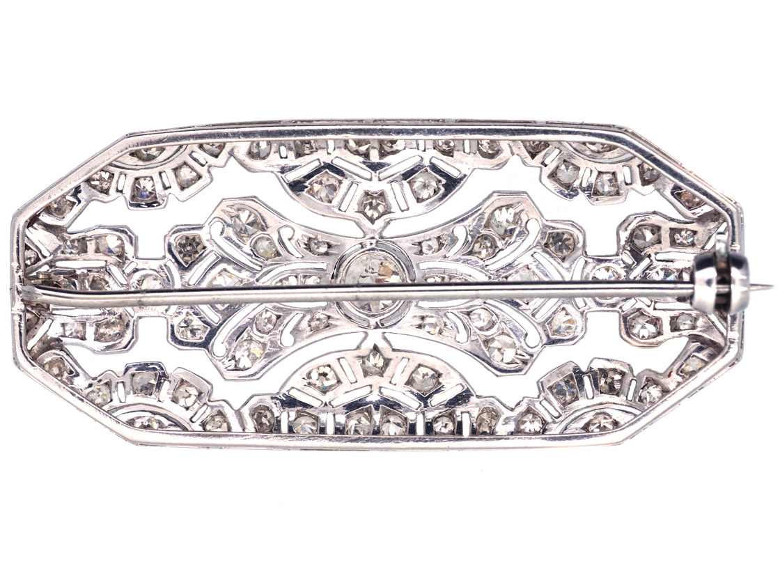 Art Deco Platinum & Diamond Brooch (269H) | The Antique Jewellery Company