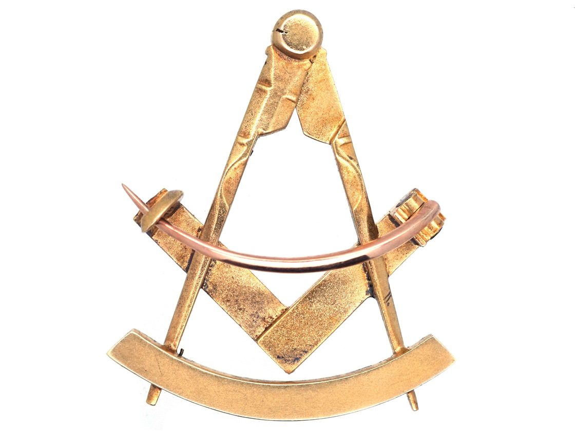Victorian 15ct Gold & Natural Split Pearl Masonic Brooch in Original ...