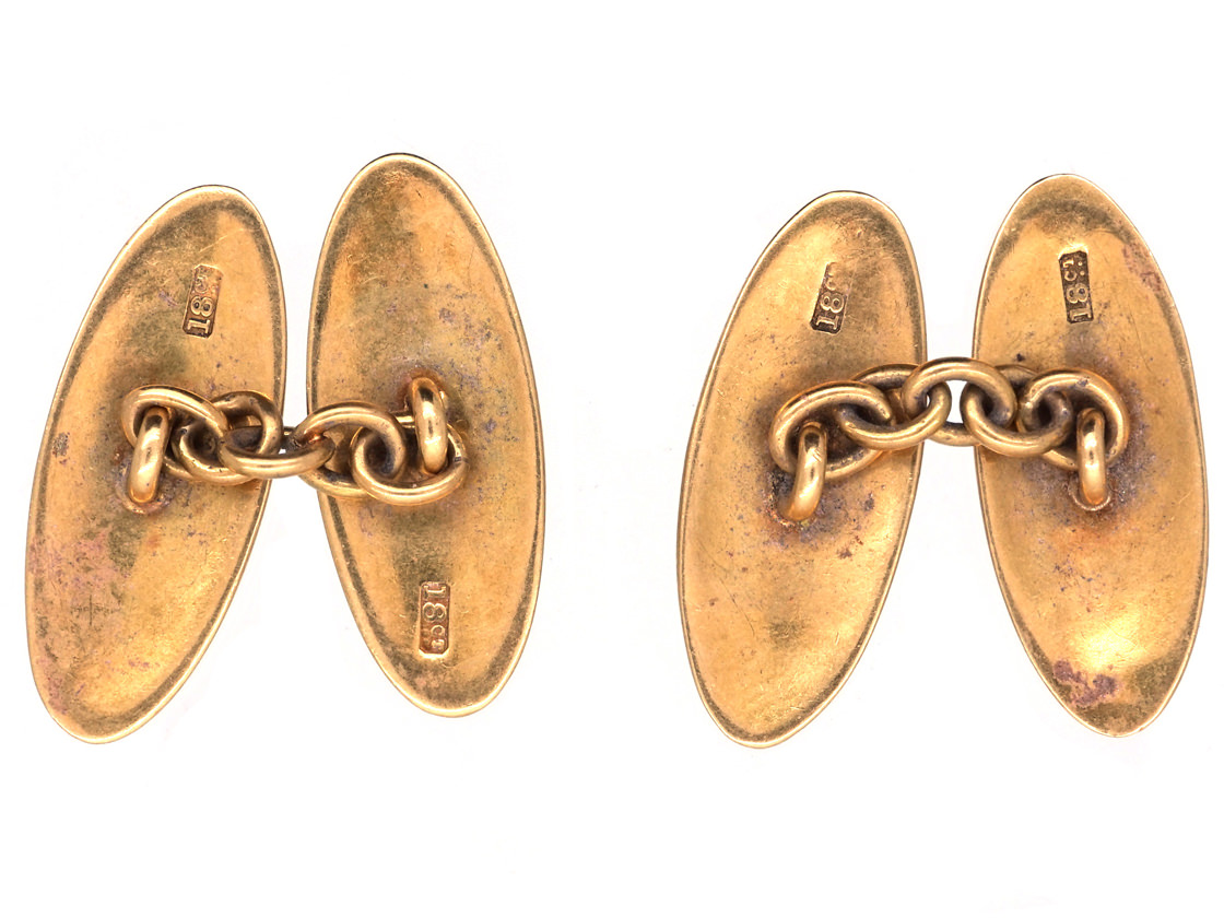Edwardian 18ct Gold & Red Enamel Cufflinks (9D) | The Antique Jewellery ...