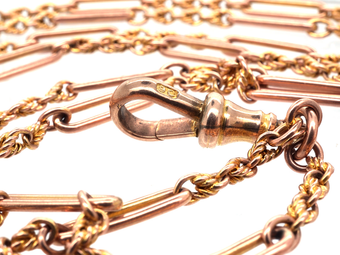 Edwardian 9ct Gold Ornate Long Guard Chain (179H) | The Antique ...