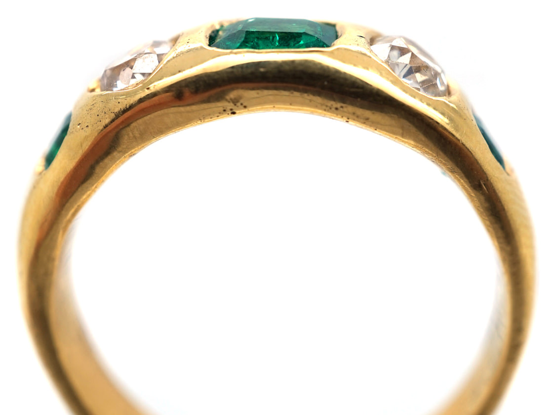 Victorian Diamond & Emerald Rub Over Set 18ct Gold Ring (422H) | The ...