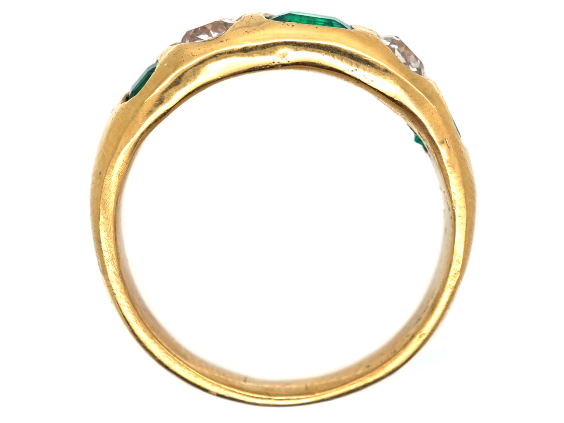 Victorian Diamond & Emerald Rub Over Set 18ct Gold Ring (422H) | The ...