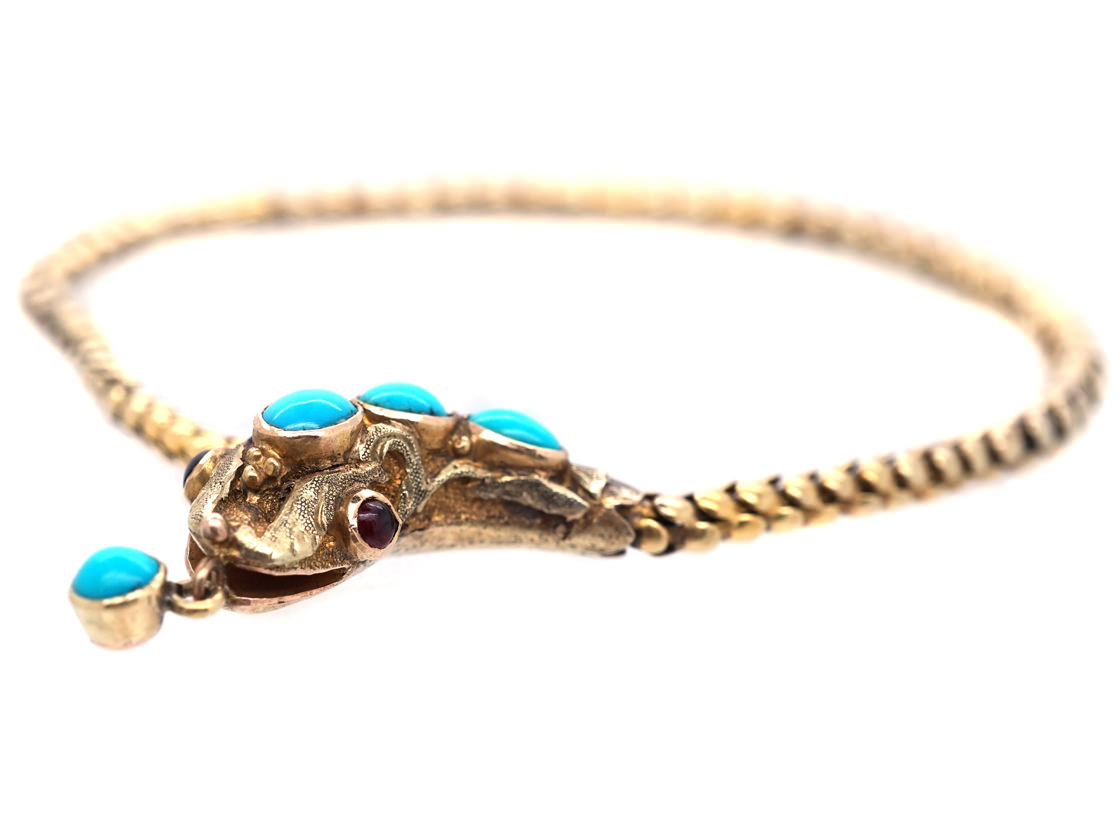 Victorian 15ct Gold Snake Bracelet Set With Turquoise (413H) | The ...
