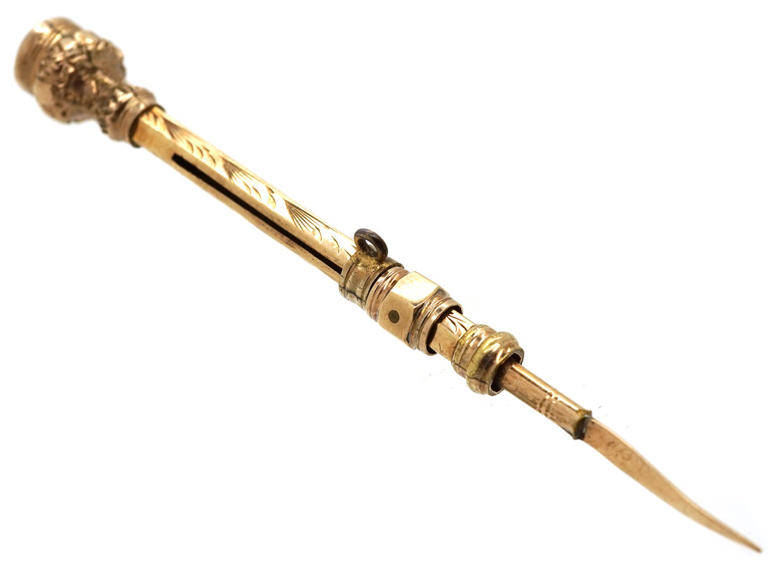 Victorian 9ct Gold Toothpick (490H) | The Antique Jewellery Company