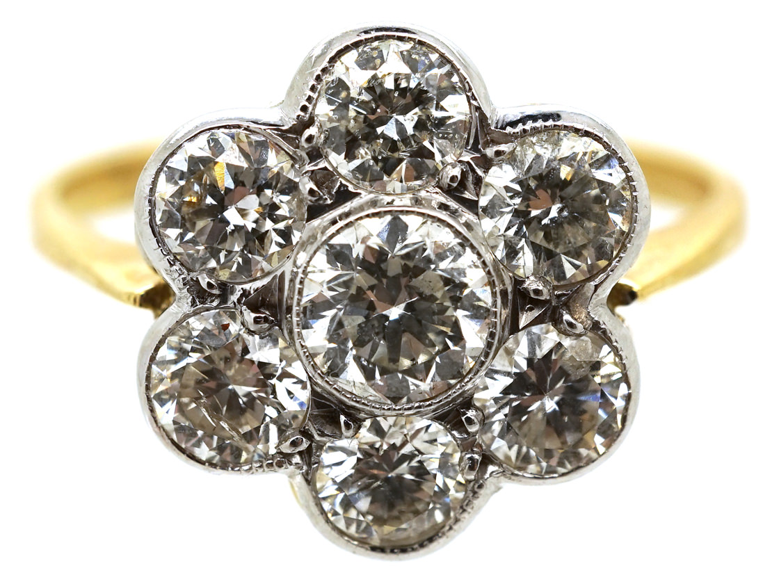 Austrian 14ct White Gold Diamond Cluster Ring (501H) | The Antique ...