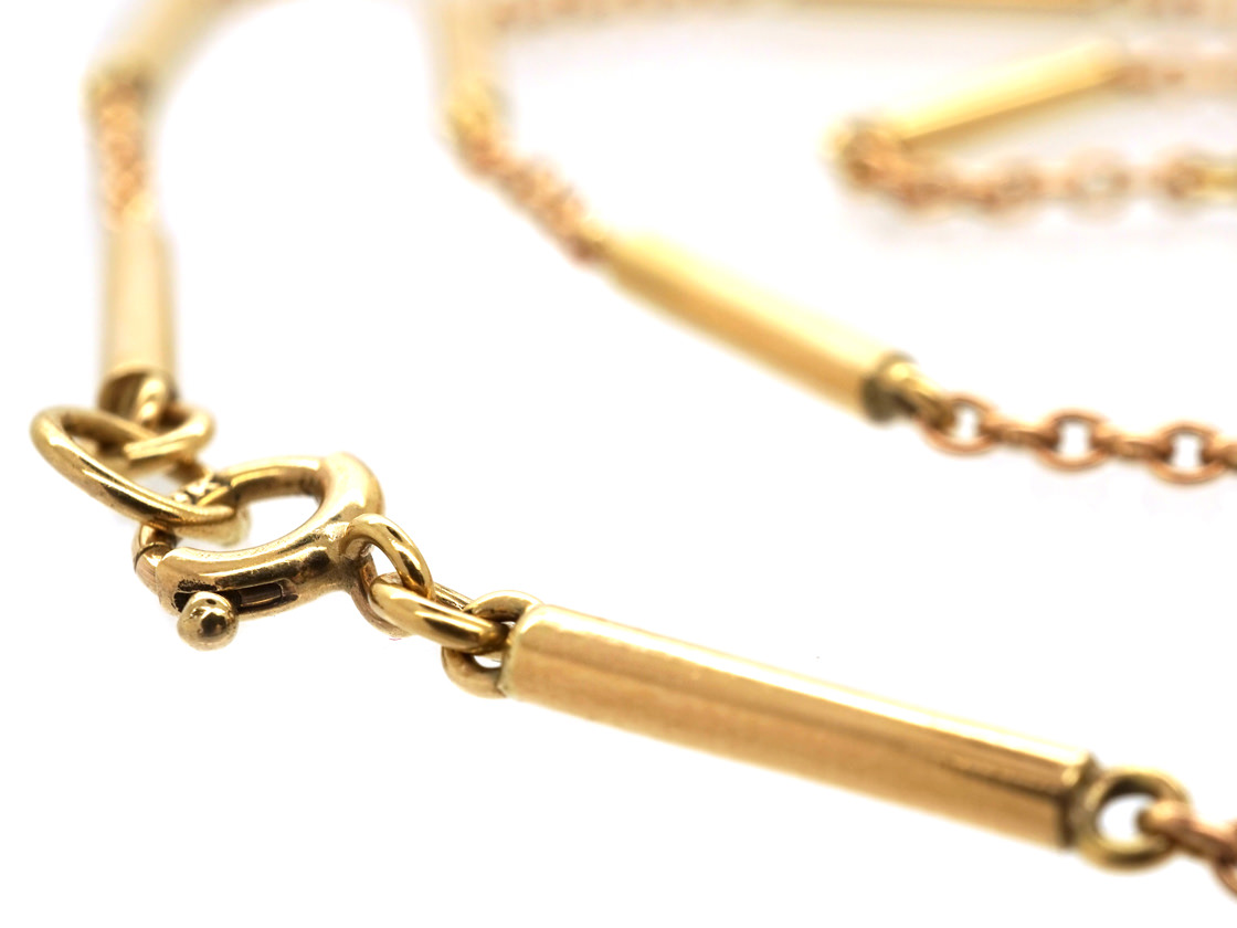 9ct Gold Chain With Tube Design Detail (534H) | The Antique Jewellery ...