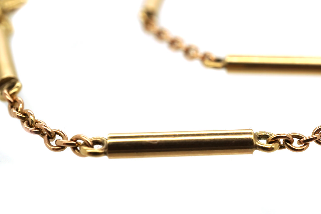 9ct Gold Chain With Tube Design Detail (534H) | The Antique Jewellery ...