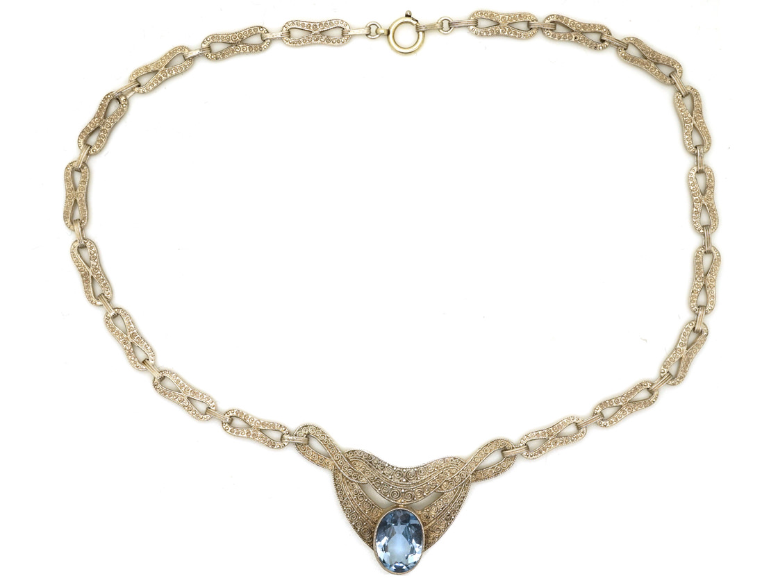 Theodor Fahrner Art Deco Necklace with Blue Paste (546H) | The Antique ...