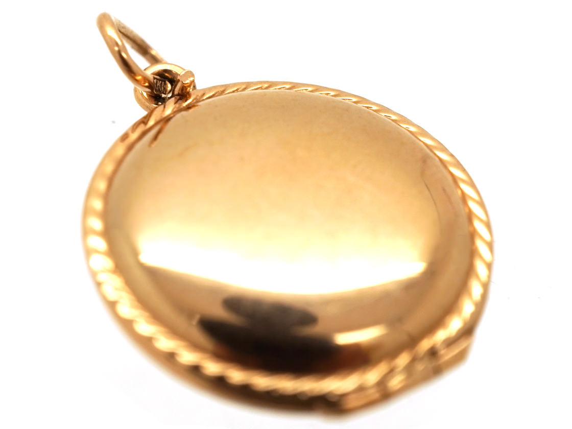 Russian Round 14ct Gold Locket (562H) | The Antique Jewellery Company