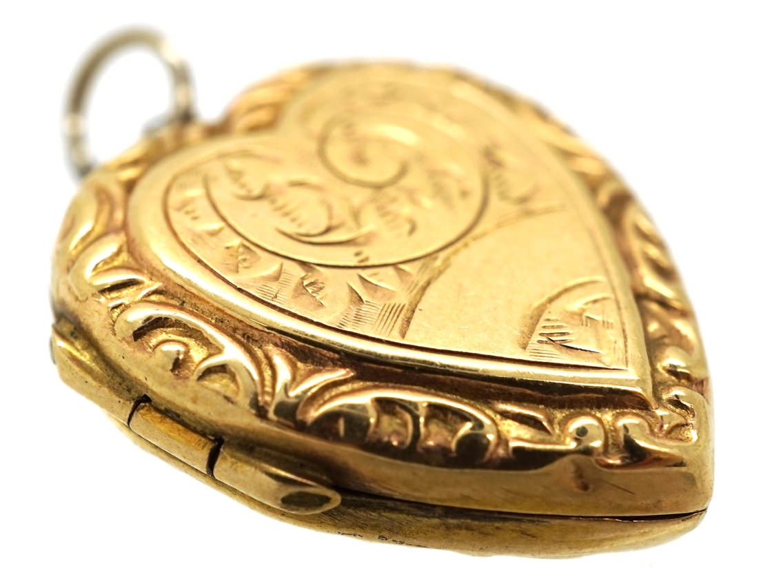 Edwardian 9ct Back & Front Heart Shaped Locket (563H) | The Antique ...