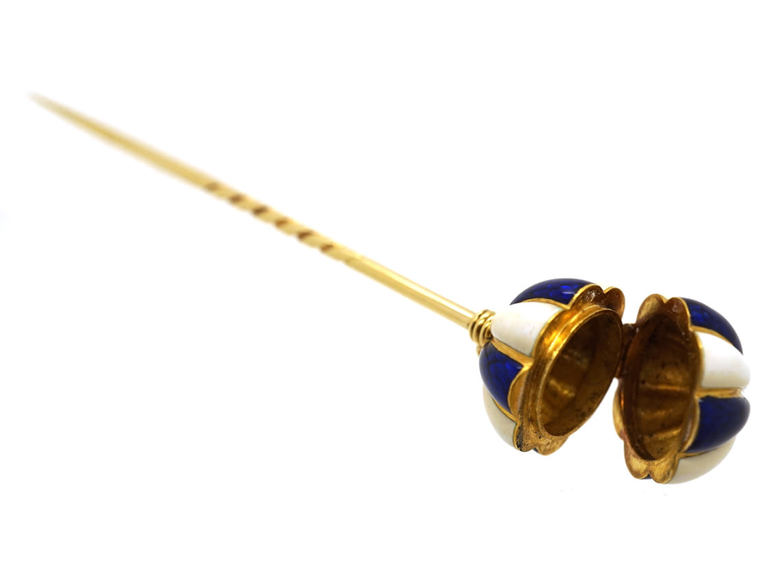 Victorian 18ct Gold , Blue & White Enamel Opening Balloon Stick Pin ...