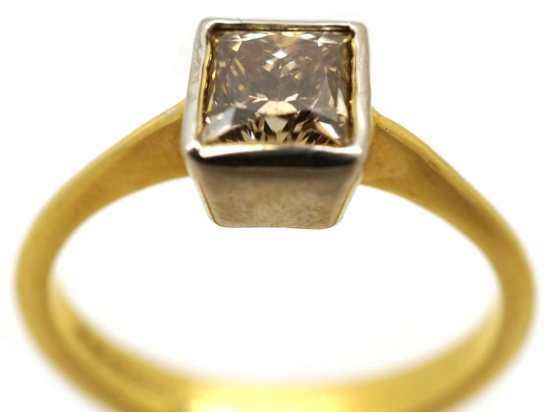 18ct Gold Rectangular Cognac Diamond Ring (612H) | The Antique ...