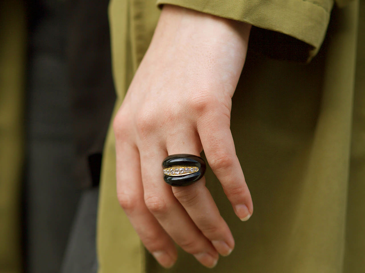 Large Victorian Diamond & Onyx Ring (292D) | The Antique Jewellery Company