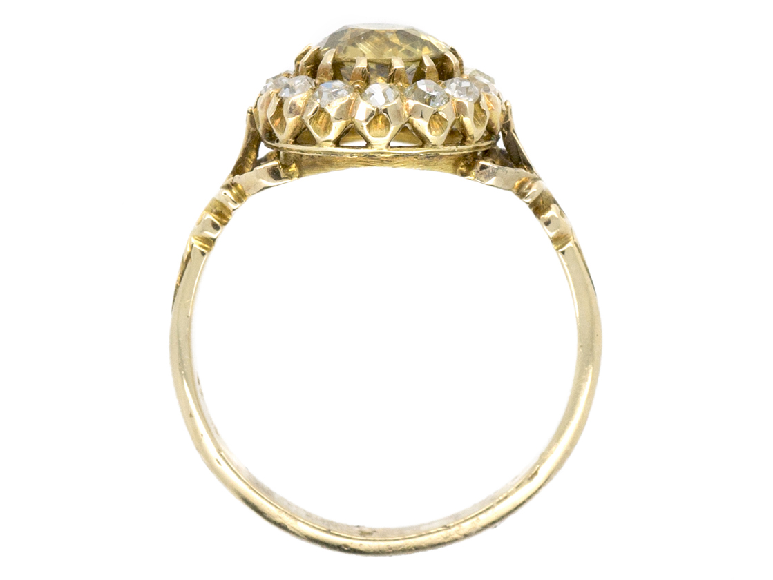 18ct Gold Yellow Zircon & Diamond Cluster Ring (162/J) | The Antique ...