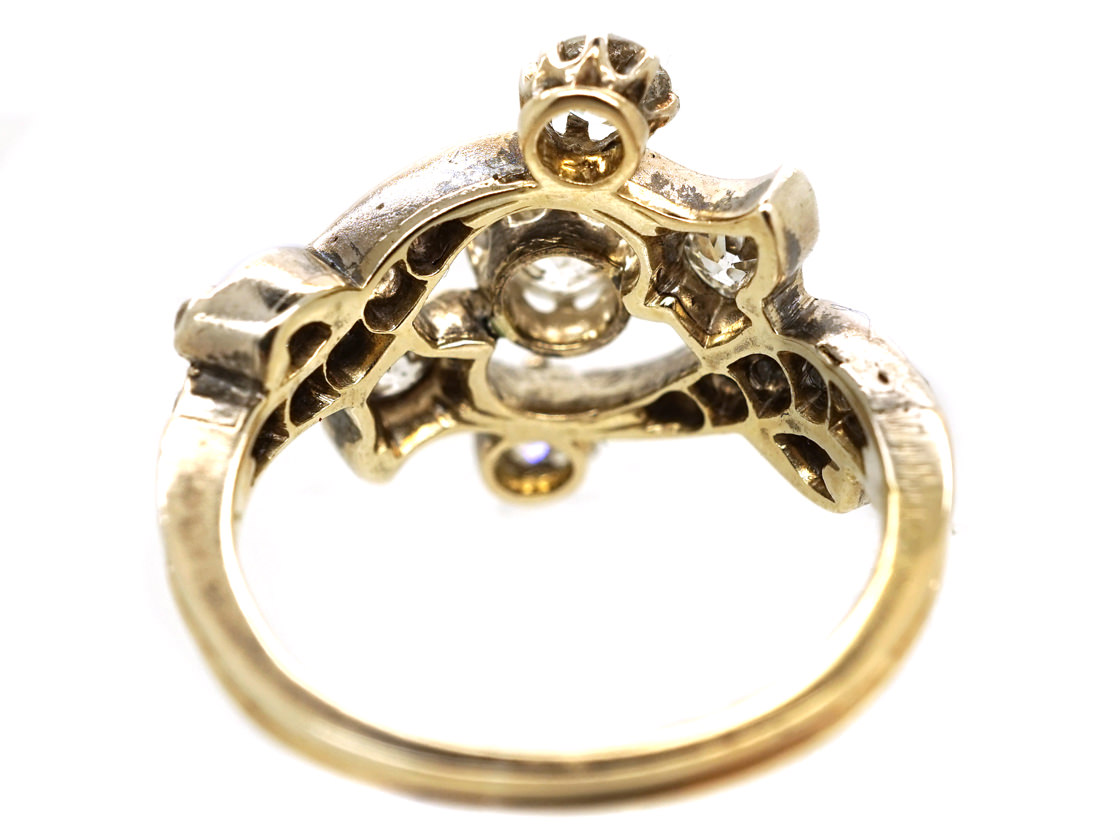 Victorian 18ct Gold, Silver, & Diamond Foliate Design Ring (3/J) | The ...