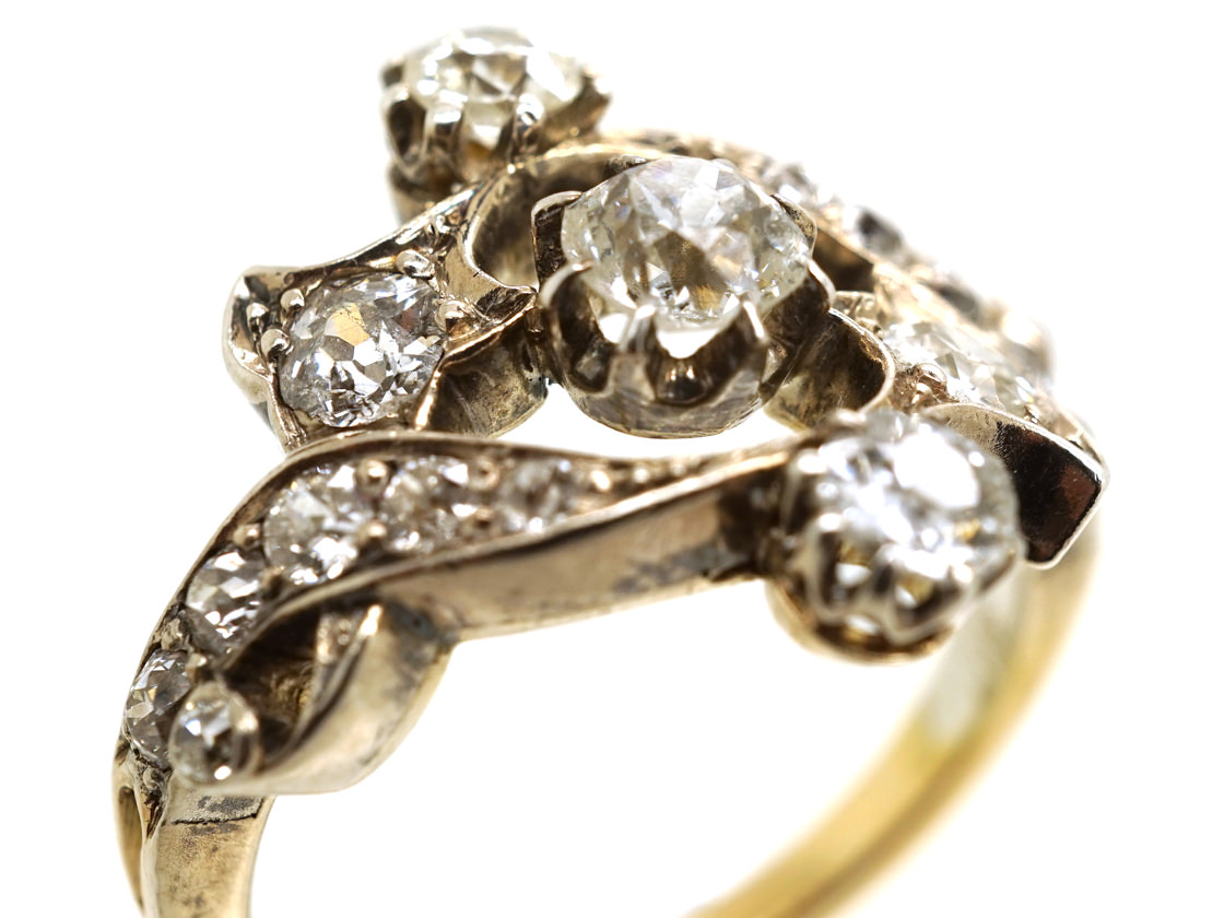 Victorian 18ct Gold, Silver, & Diamond Foliate Design Ring (3/J) | The ...