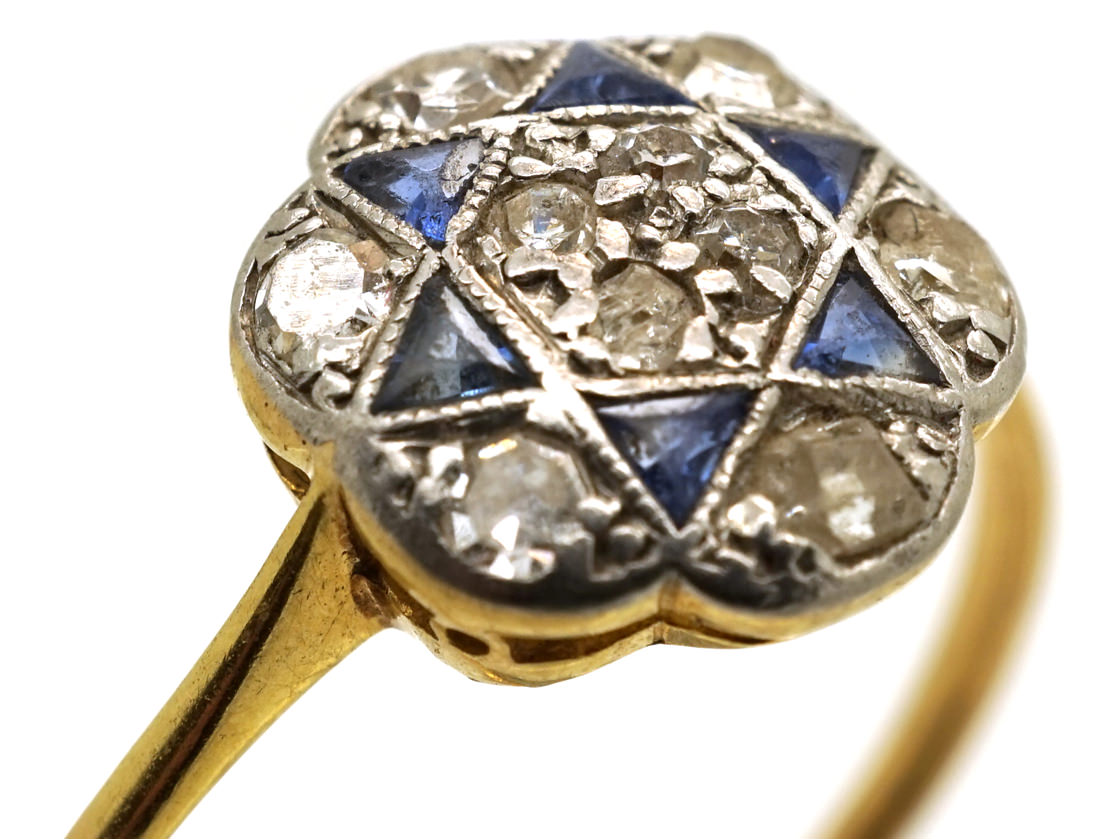 Art Deco 18ct Gold, Platinum, Sapphire & Diamond Star Ring (62/J) | The ...