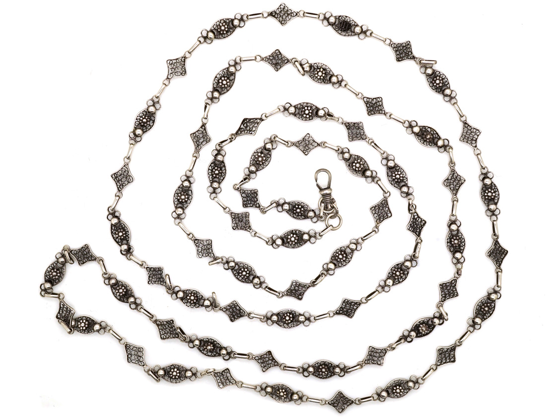 Early 19th Century Silver Ornate Guard Chain (699H) | The Antique ...