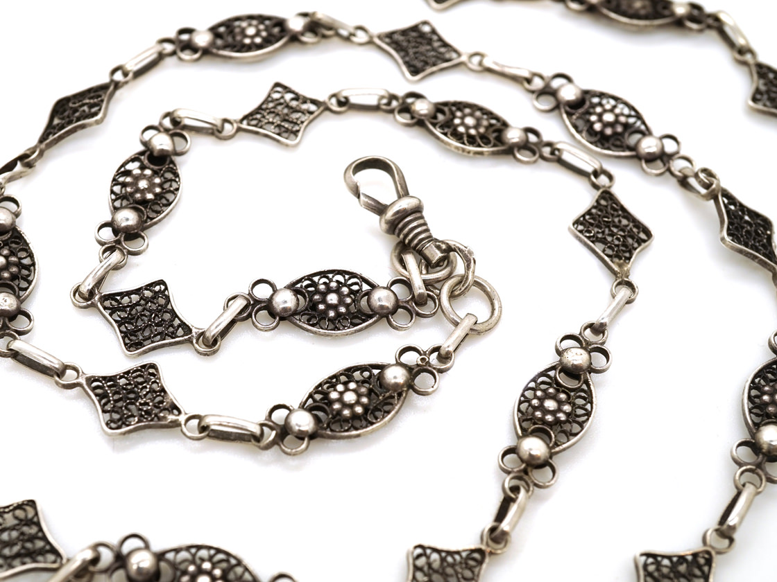 Early 19th Century Silver Ornate Guard Chain (699H) | The Antique ...