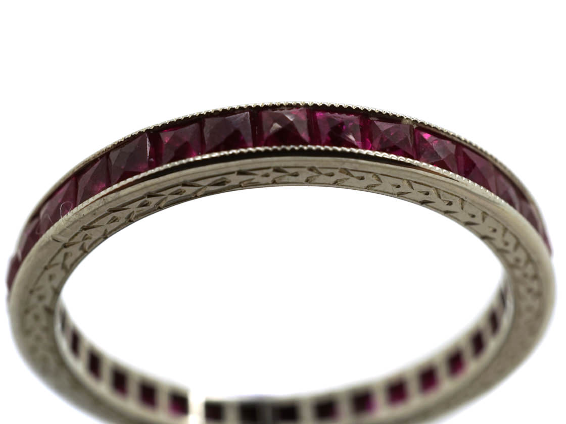 Art Deco 18ct White Gold French Cut Ruby Eternity Ring (683H) | The ...