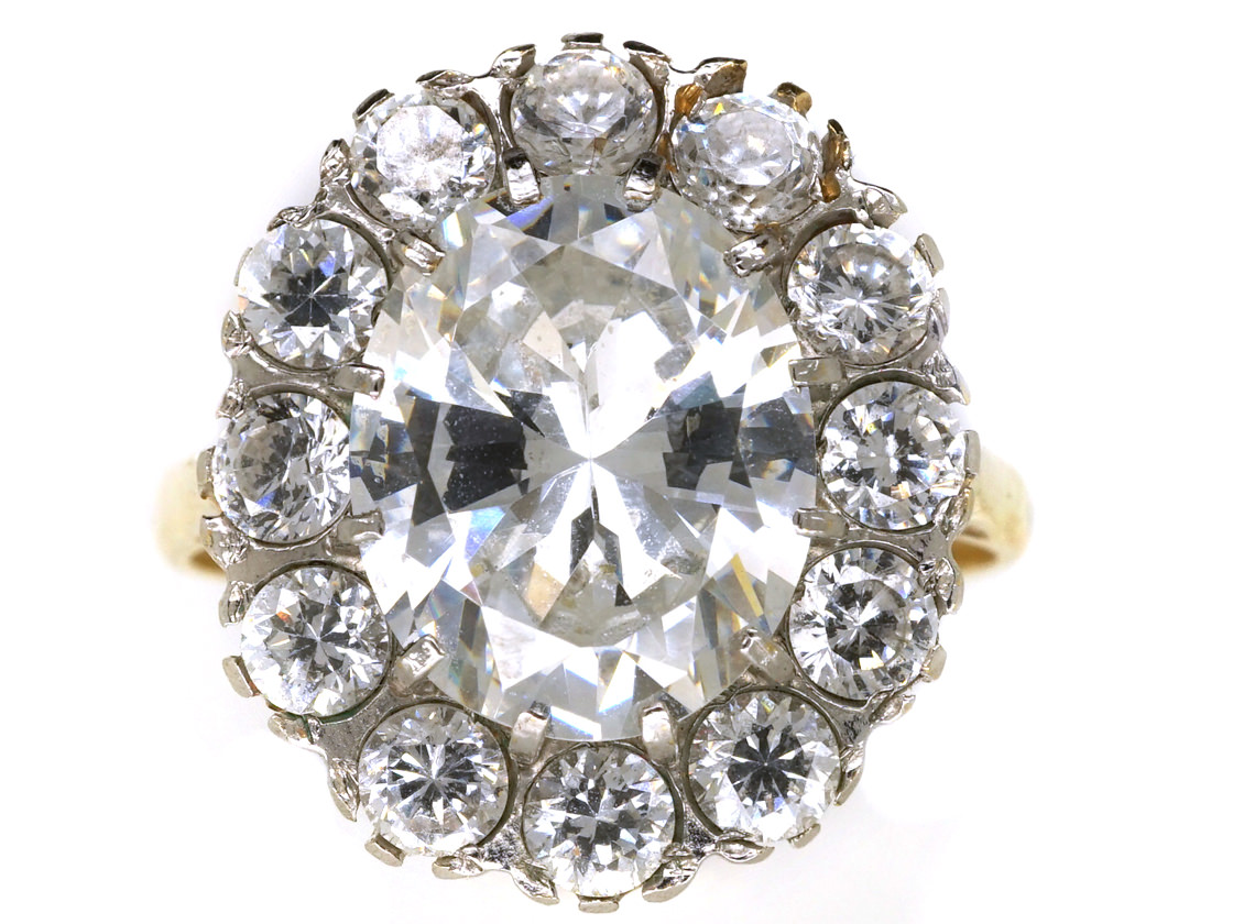 Large Gold & Paste Oval Cluster Ring (176/O) | The Antique Jewellery ...